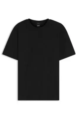 BOSS Geometric-jacquard T-shirt In Cotton - Black