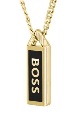 BOSS Gold-tone Necklace With Logo Pendant