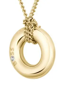 BOSS Gold-tone Necklace With Logo Hoop