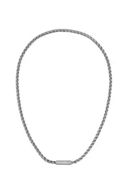 BOSS Silver-tone Braided Chain Necklace