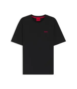 Hugo Embroidered-logo Pyjama T-shirt In A Cotton Blend - Black