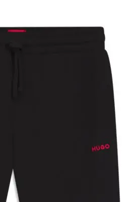 Hugo Embroidered-logo Pyjama Bottoms In A Cotton Blend