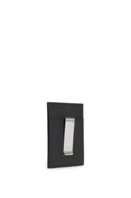 BOSS Money-clip Card Holder In Grained Leather