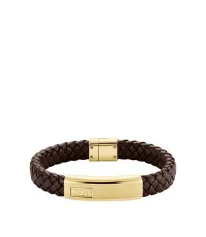 BOSS Braided Leather Cuff With Logo Plate - Assorted Pre Pack
