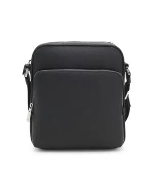 BOSS Reporter Bag In Natural-grain Italian Leather - Black