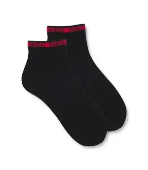 Hugo Two-pack Of Short Socks With Logo - Black