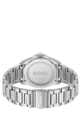 BOSS Silver-tone Watch With Black Grooved Dial