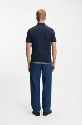 BOSS Stretch-cotton Slim-fit Polo Shirt With Logo Patch - Light Blue