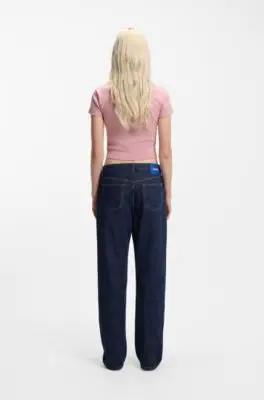 Hugo Salt-and-pepper Comfort-stretch Denim Jeans - Dark Blue