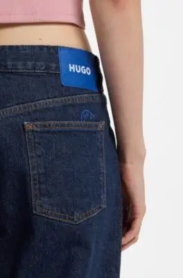 Hugo Salt-and-pepper Comfort-stretch Denim Jeans - Dark Blue