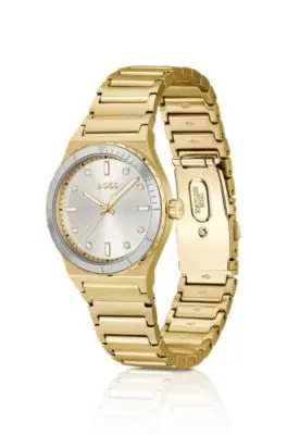 BOSS Crystal-index Watch In Gold-tone Steel