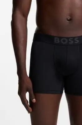 BOSS Three-pack Of Stretch-microfibre Boxer Briefs - Black