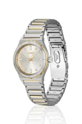 BOSS Silver And Gold Tone Watch With Crystals