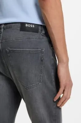 BOSS Delaware Slim-fit Stretch Denim Jeans - Grey