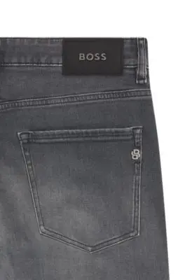 BOSS Delaware Slim-fit Stretch Denim Jeans - Grey