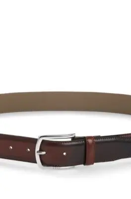 BOSS Italian-leather Belt With Logo Buckle - Brown