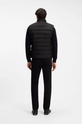 BOSS Padded Vest With Stand Collar - Black