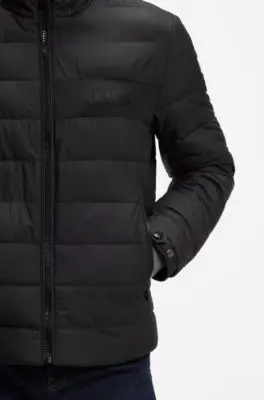 BOSS Quilted Stand Collar Zip-up Padded Jacket - Black