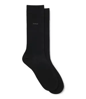 BOSS Two-pack Of Mercerized Cotton Blend Regular-length Socks - Black