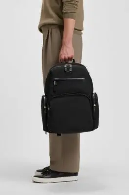 BOSS Multi-pocket Backpack With Leather Trim