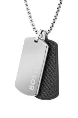 BOSS Silver-tone Necklace With Double-tag Pendant