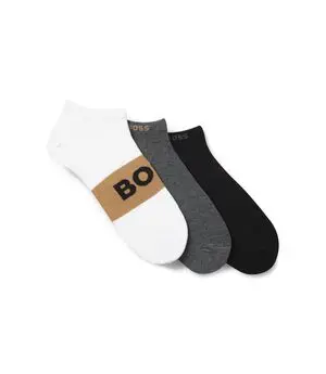 BOSS Three-pack Of Cotton-blend Ankle Socks - Patterned