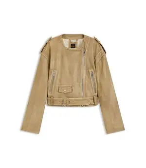 BOSS Grained-leather Biker Jacket