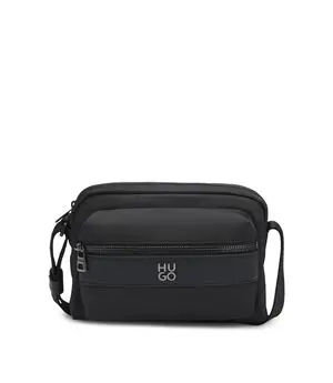 Hugo Twill Crossbody Bag With Logo - Black