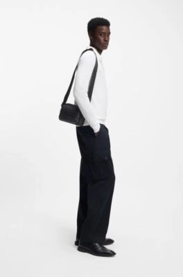 Hugo Twill Crossbody Bag With Logo - Black