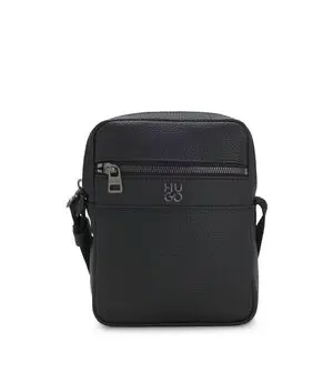 Hugo Grained Reporter Bag With Stacked-logo Trim - Black