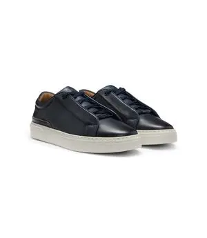 BOSS Gary Sneakers In Brushed Leather - Dark Blue