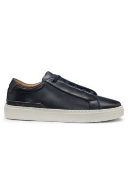 BOSS Gary Sneakers In Brushed Leather - Dark Blue