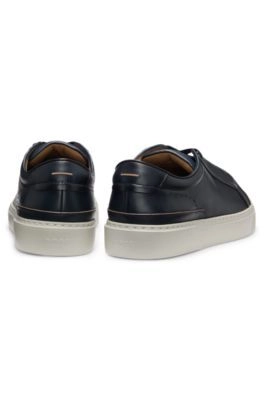 BOSS Gary Sneakers In Brushed Leather - Dark Blue