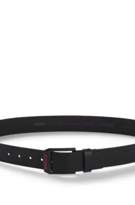 Hugo Italian-leather Belt With Logo Buckle