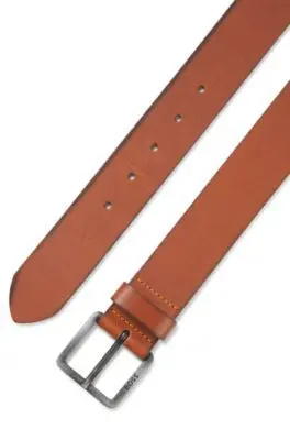 BOSS Leather Belt With Engraved Logo Buckle - Brown