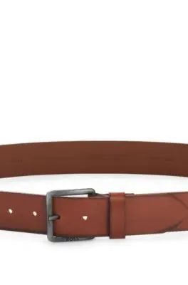 BOSS Leather Belt With Engraved Logo Buckle - Brown