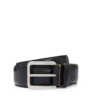 BOSS Leather Belt With Contrast Stitching - Black