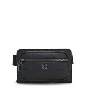 Hugo Grained Belt Bag With Logo - Black