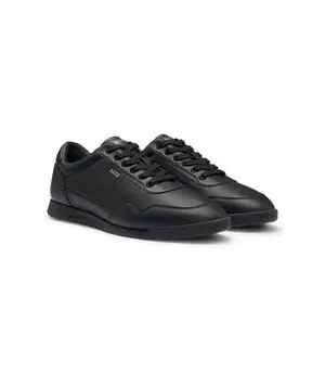 BOSS Nappa-leather Trainers With Branding - Black