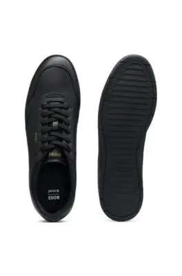 BOSS Nappa-leather Trainers With Branding - Black