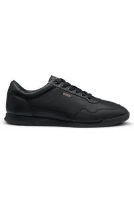 BOSS Nappa-leather Trainers With Branding - Black