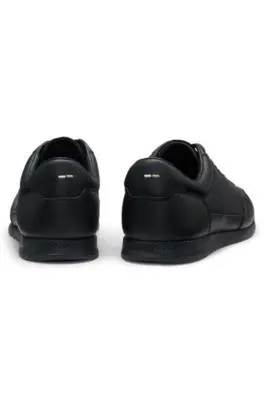 BOSS Nappa-leather Trainers With Branding - Black