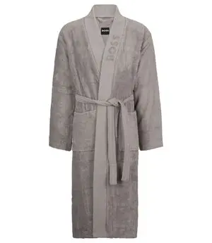 BOSS Logo-lapel Dressing Gown - Grey