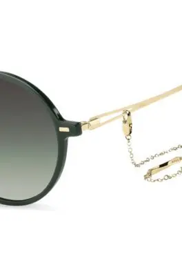 BOSS Round-frame Sunglasses With Branded Chain