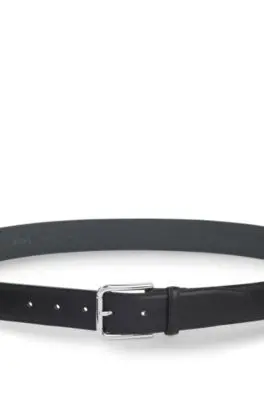 BOSS Italian Leather Belt With Polished Pin Buckle - Black