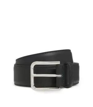 BOSS Italian Leather Belt With Polished Pin Buckle - Black