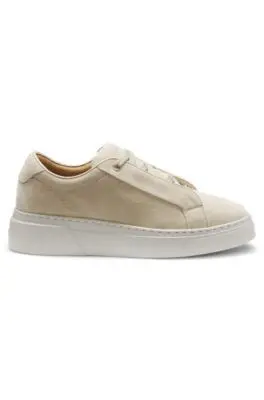 BOSS Suede Trainers With Hidden Wedge - Beige
