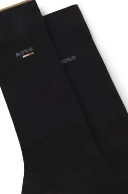 BOSS Two-pack Regular Length Logo Socks - Black