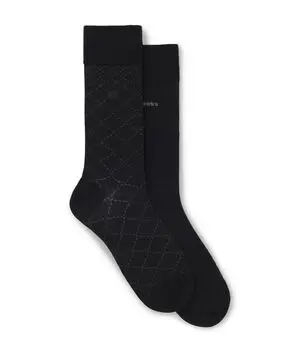 BOSS Two-pack Of Cotton-blend Regular Length Socks - Black