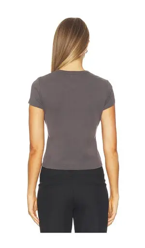 ST. AGNI Organic Cotton Cropped Baby Tee - Charcoal